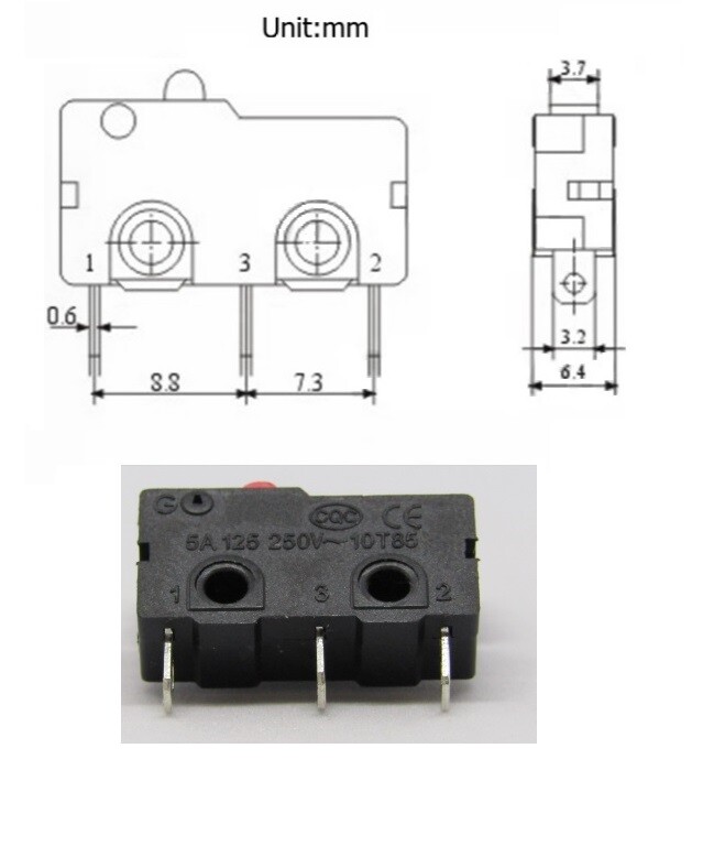 Microswitch SPDT 5A 125 250Vac 10T85 Micro Switch 10 T 85 Solder ...