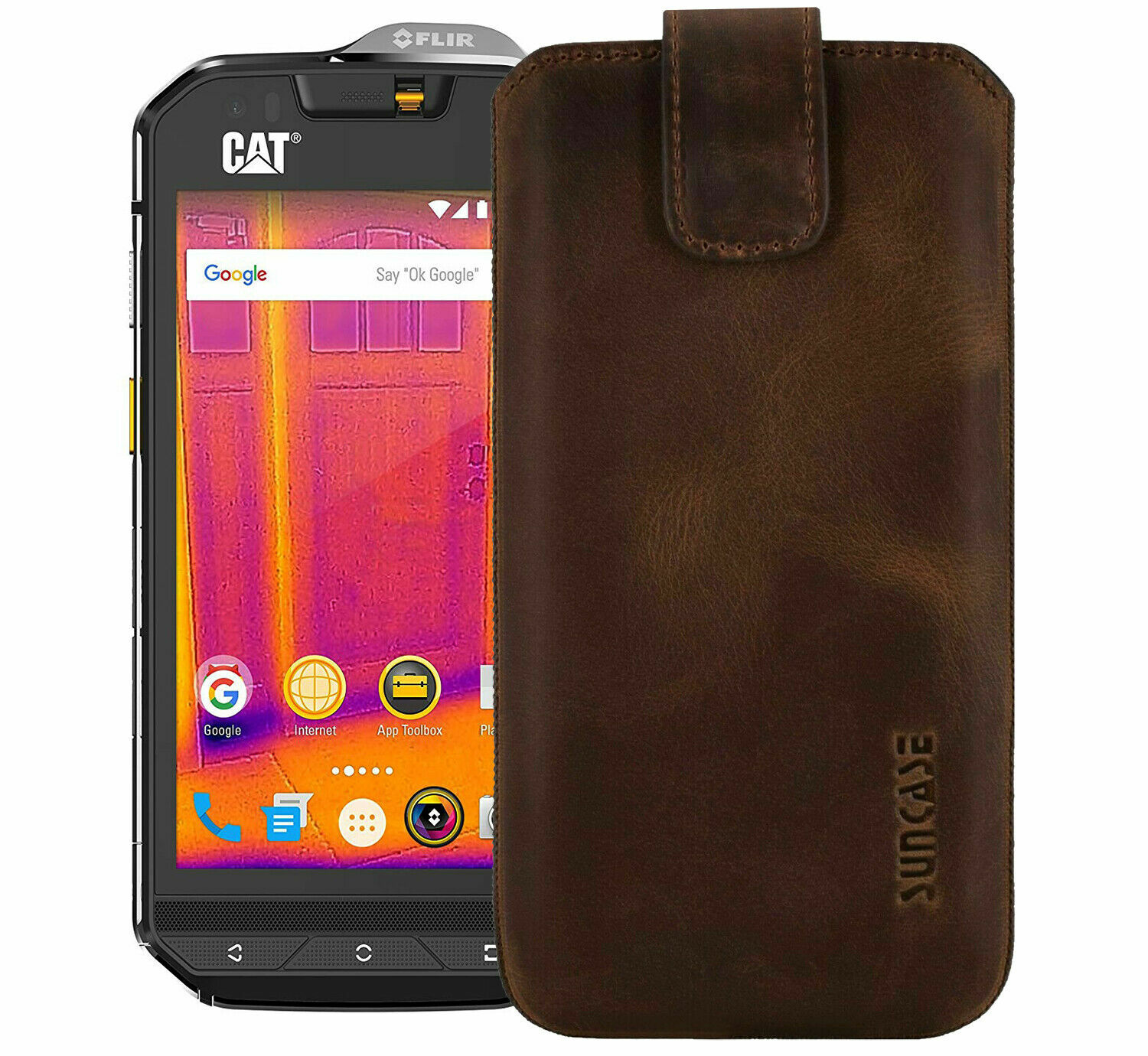 Caterpillar CAT S41 Hülle Echt Leder Tasche Handytasche Schutz Case mit ...