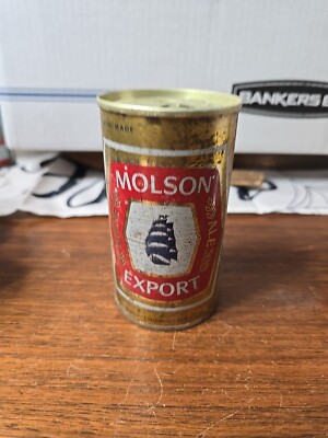 Vintage Molson Export 12oz Steel Flat Top, Pull Tab Beer Can Canada ...