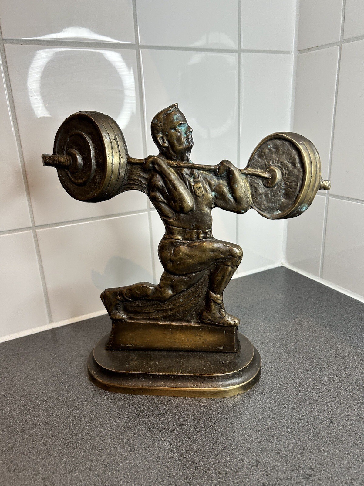 Vintage Bronze Weight Lifter Art Sculpture/Trophy Made In Soviet Union ...