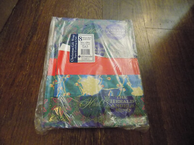Vtg Christmas Gift Wrapping Paper 8 Sheets Red Gold Green Angels Sing ...