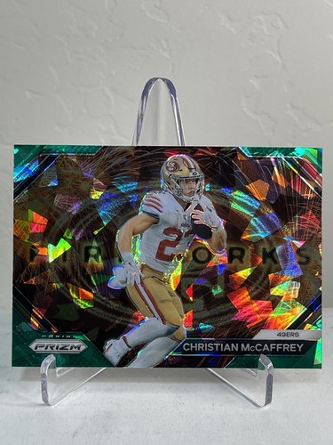 2023 Panini Prizm Christian McCaffrey Fireworks Green Cracked Ice # F ...