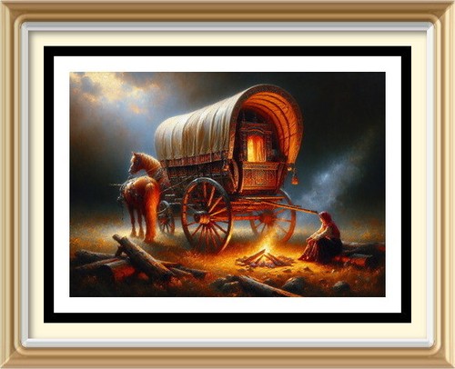 7x5 Landscape Wall Art Picture Print Romany Gypsy Woman Camp Bow Top ...