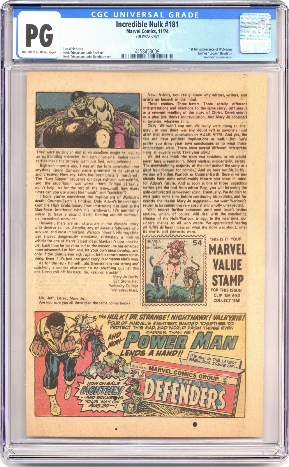 Incredible Hulk (1962 Marvel 1st Series) 181 CGC PG 7th Wrap Only ...