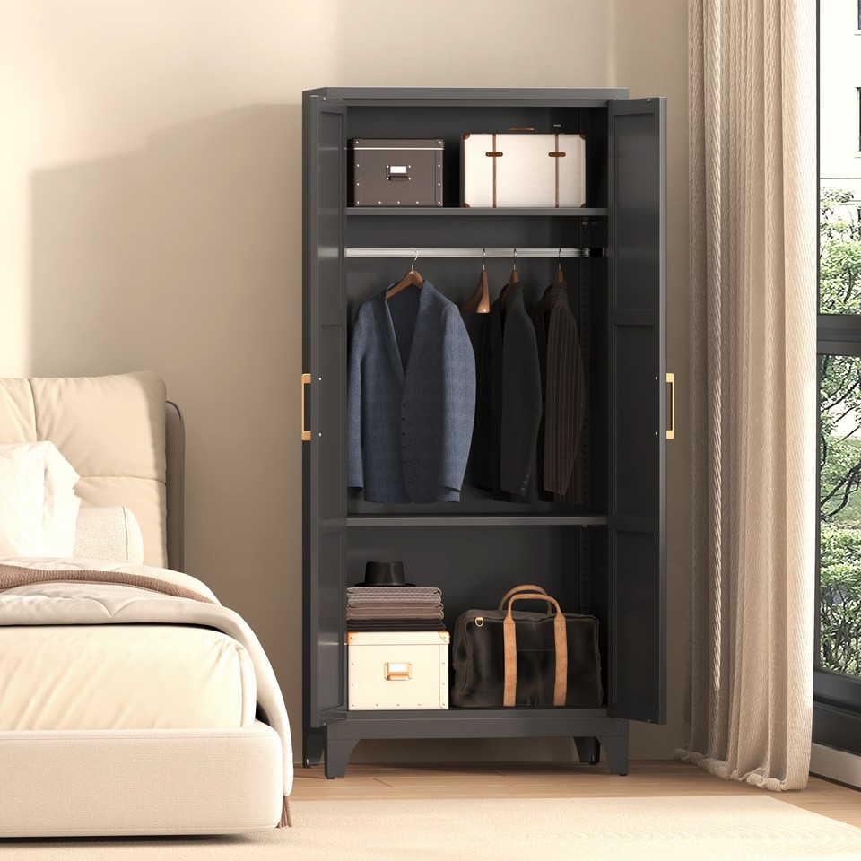 Metal Wardrobe Cabinets ,Clothing Storage Cabinets for Home Room | eBay