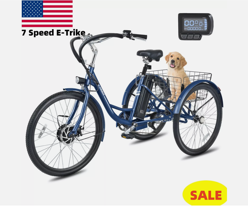 VIRIBUS 350W 7 Speed 26'' !! Electric Adult Tricycle Trike w/Motor Dual ...