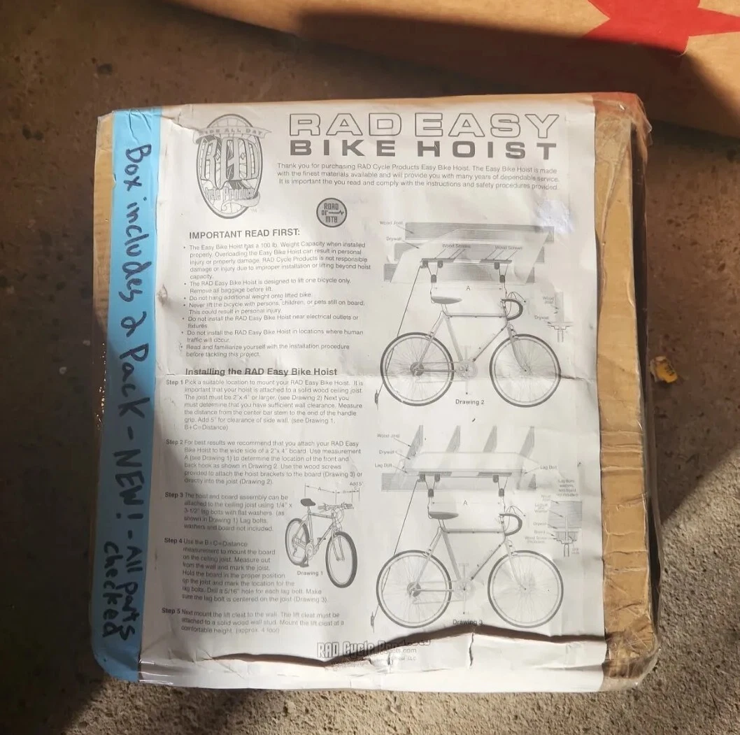 Rad Cycle Products Ceiling Mount Bike Hoist Instructions | Shelly Lighting