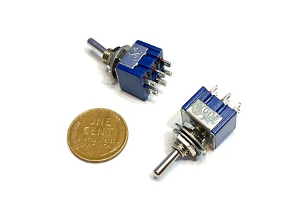 2 x Toggle Switches 3 Position Mini MTS-203 6-Pin DPDT ON-OFF-ON 6A ...