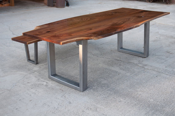 Live Edge Wood Stainless Steel Table