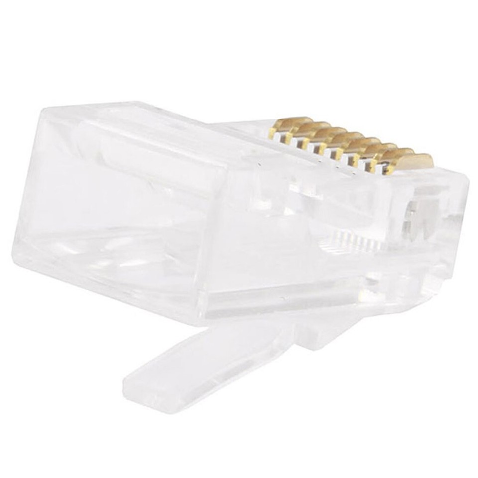 100 Pcs RJ45 Plug Connector Crimp On Stranded Wire Cat6 Cat5e Modular ...