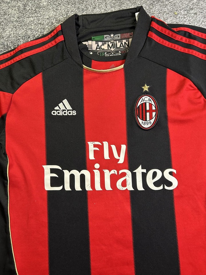 AC Milan Soccer Jersey Black Red Adidas Fly Emirates Ibrahimovic 11 ...