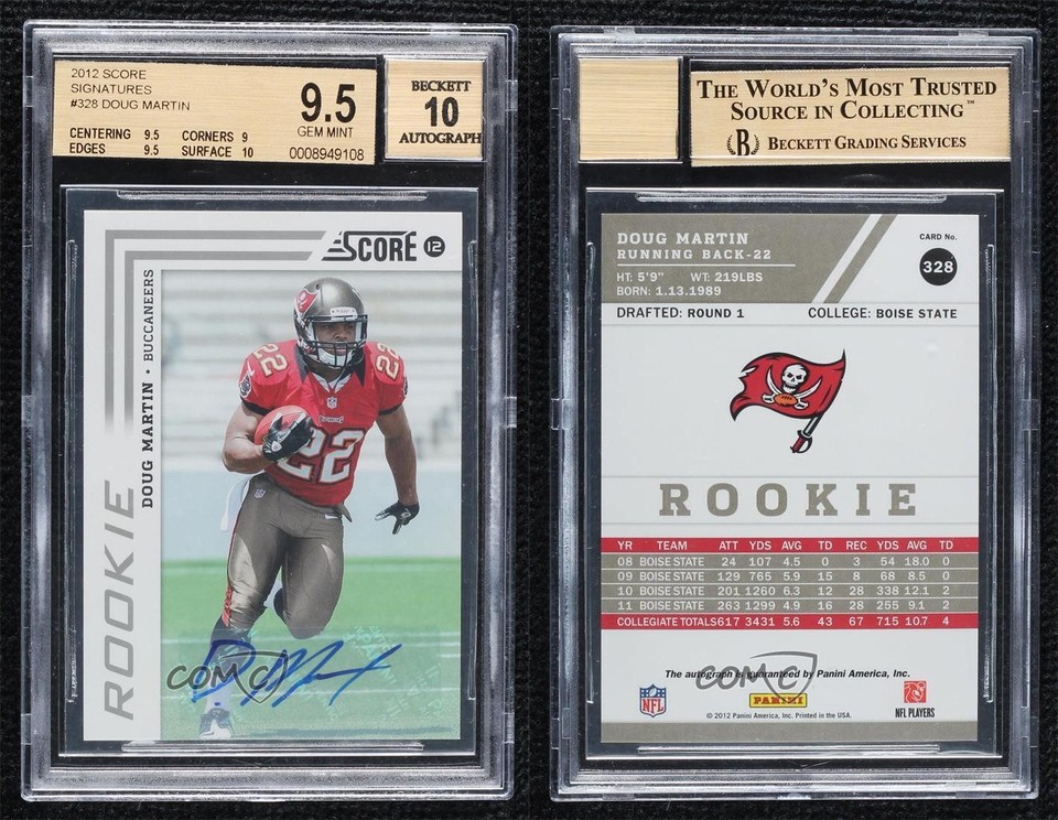 2012 Score Signatures Doug Martin #328 BGS 9.5 GEM MINT Rookie Auto RC ...