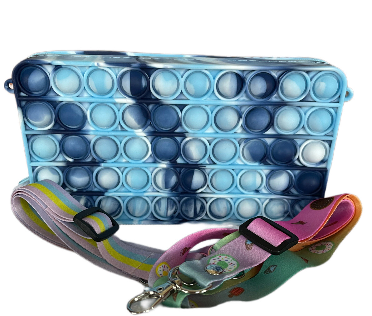 Blue Camo Fidget Pop It Bag Zipper Pouch Pencil Case Toys Boys Girls US ...