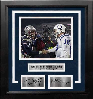 Tom Brady and Peyton Manning 8x10 Framed Football Photo with Engraved ...