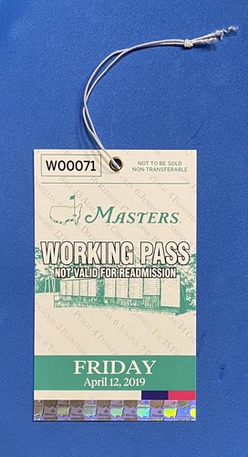 2019 Masters Augusta National Golf Friday WORKING PASS Ticket Badge ...