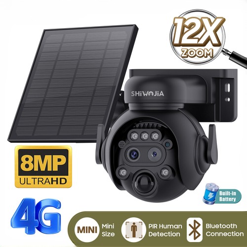 12X Zoom 4G LTE Solar Security Camera 8MP Night Vision Dual-Lens ...