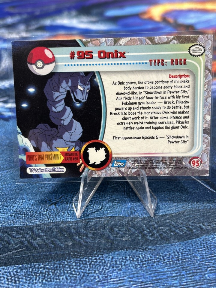 2000 Pokemon ONIX #95 [Non-Holo] Topps Blue Logo 1st Ed TV Animation NM ...