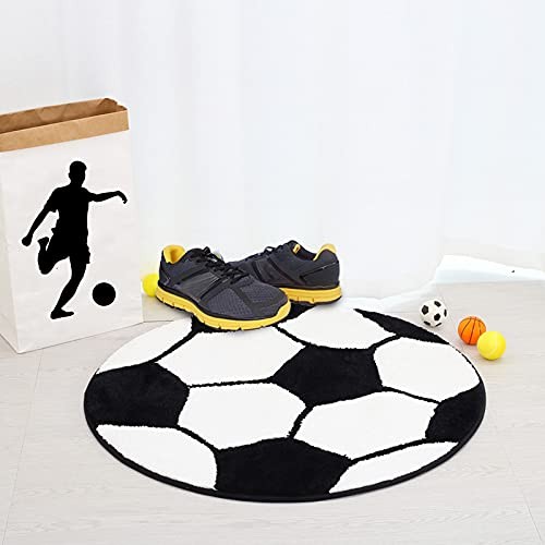 Soccer Rug, Soft and Comfy Sports Themed Round Area Rugs Bedroom Soccer ...