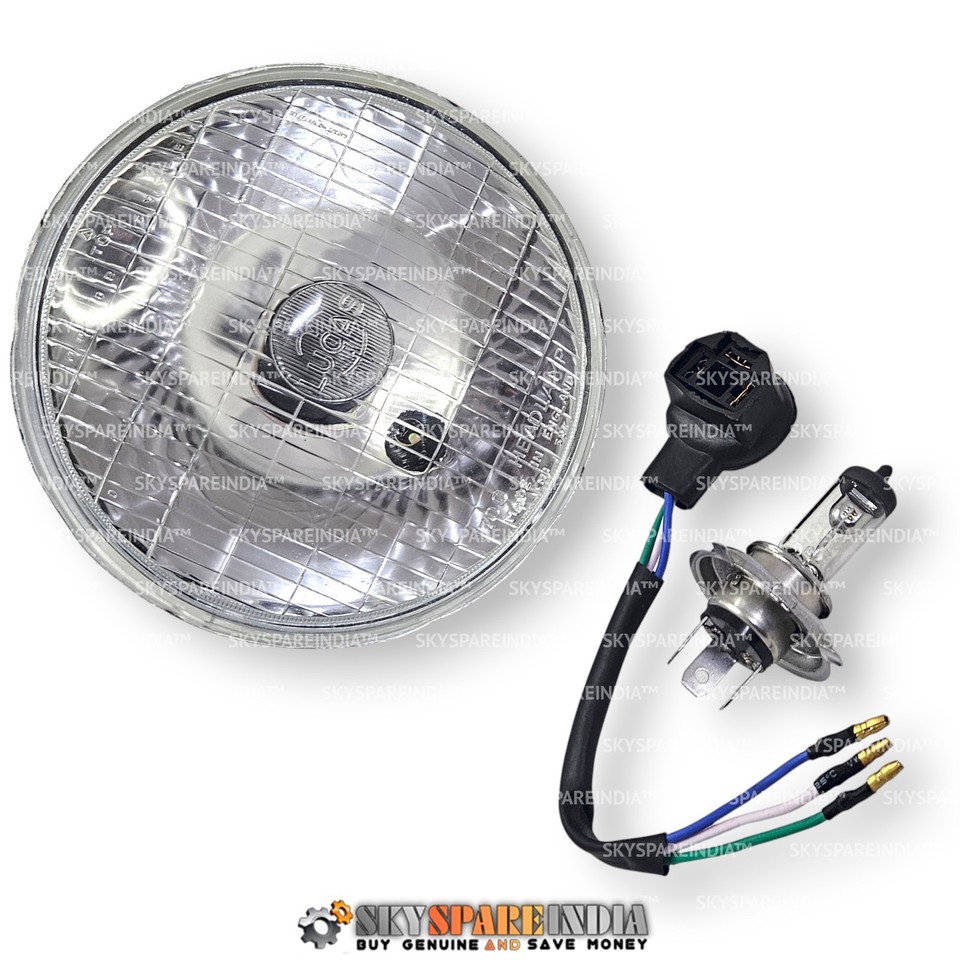 2X Lucas 700 Headlight 7 Inch 12V Conversion Lamp H4 Halogen Bulb 3 Pin ...
