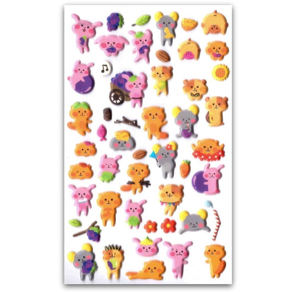 CUTE HAMSTER STICKERS Chi Chi Sheet Animal Raised Vinyl Scrapbook ...