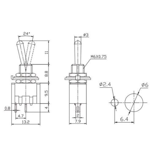 1pc MTS-101 2 Pin SPST ON-OFF 2 Position 6A 125V/250 AC Mini Toggle ...
