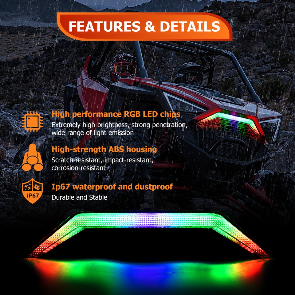WSAYS For Polaris RZR Pro XP/Pro R/Turbo R RGB Front Signature Accent ...