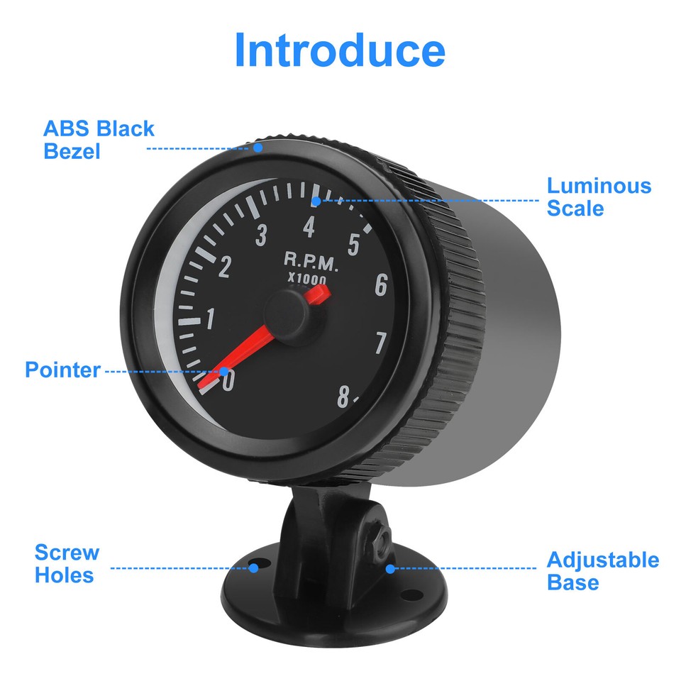 Universal 2" 52mm Digital LED Electronic Car Tachometer Gauge Meter 0 ...
