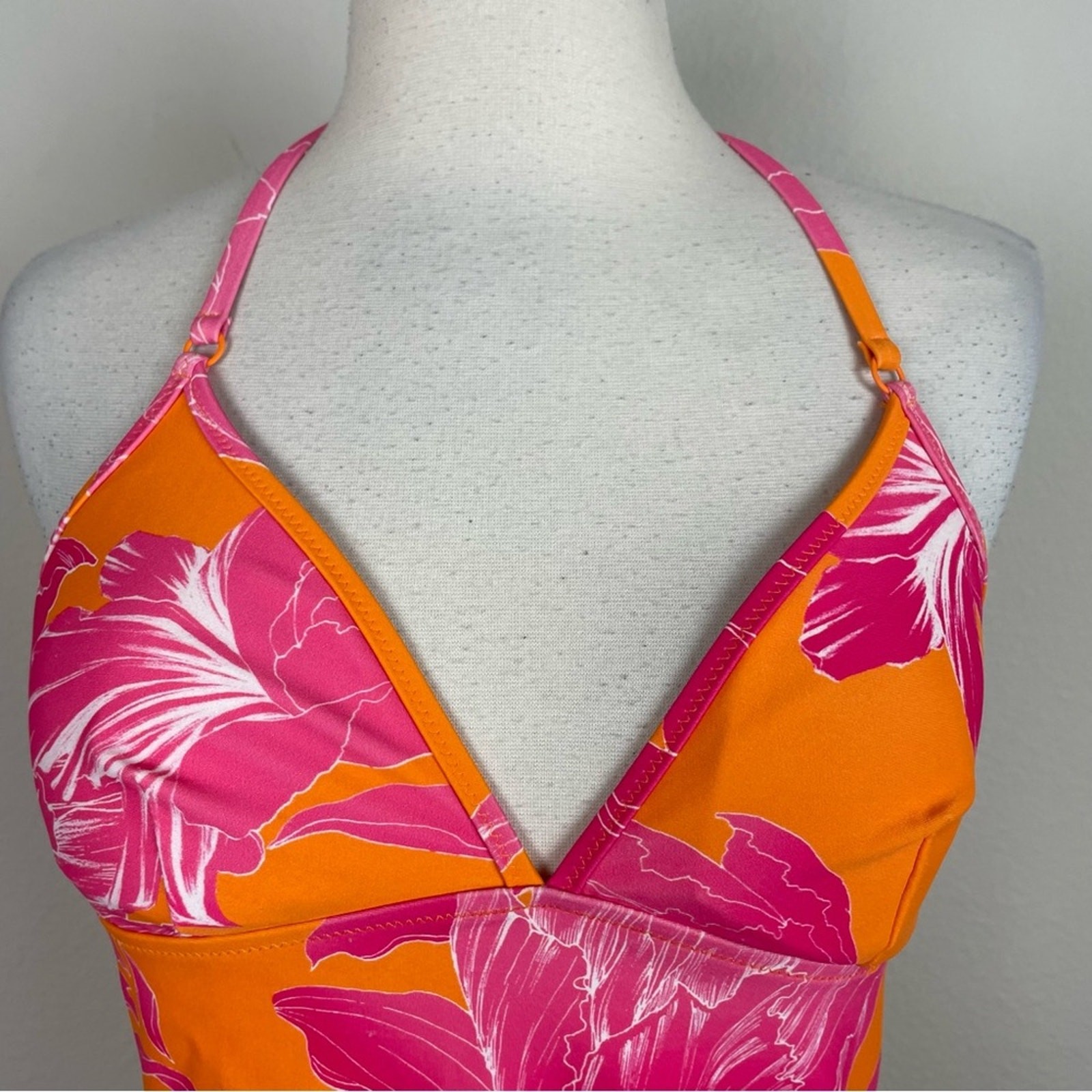 Athleta Pink Orange Floral Swim Tankini Top Small - Gem