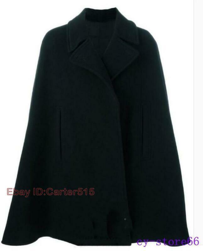 Winter Men's Wool Blend Trench Overcoat Loose Cloak Cape Lapel Jackets ...