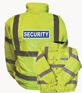 YELLOW REFLECTIVE SECURITY HI VIS BOMBER JACKET, WORKWEAR, HI VIZ ...