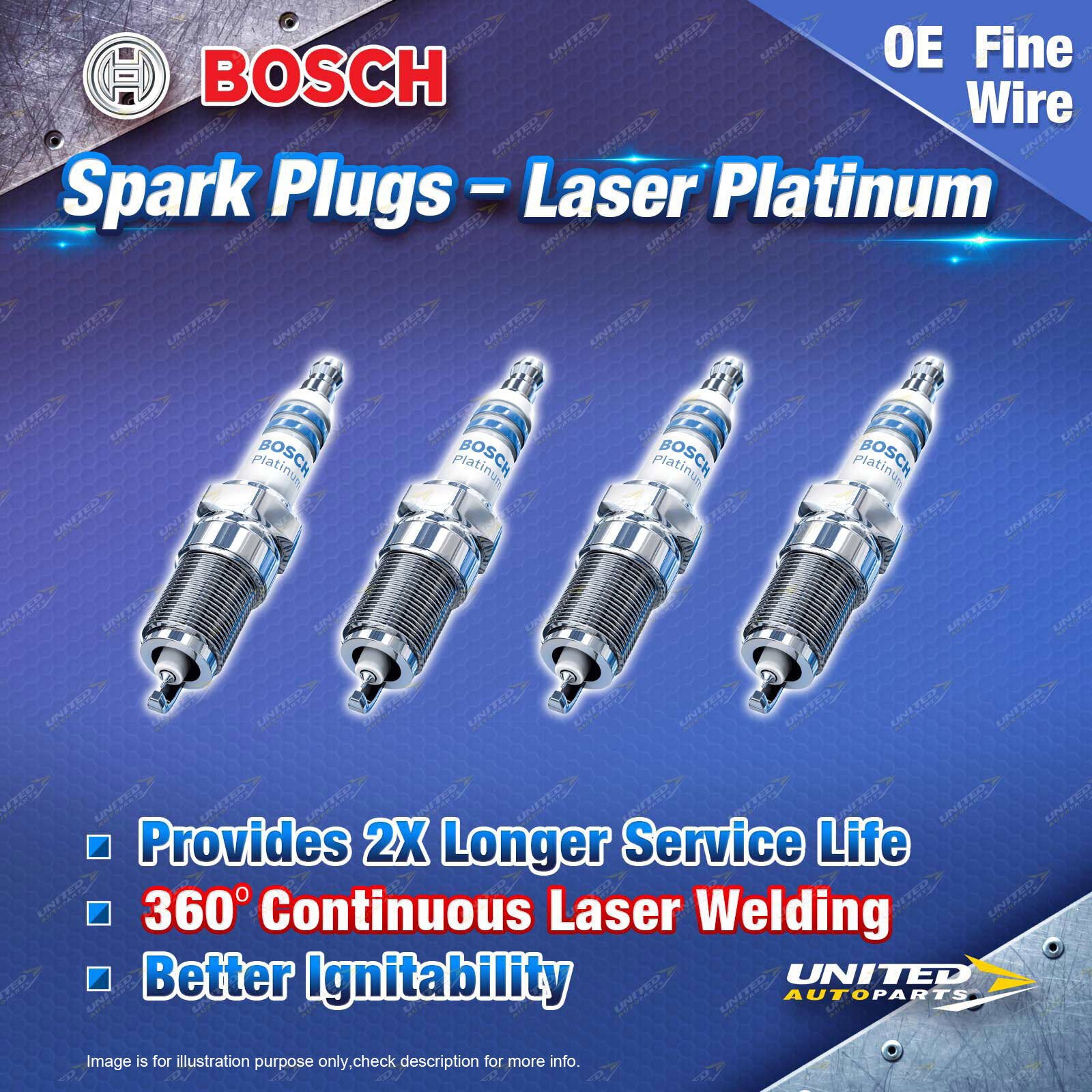 4 x Bosch Laser Platinum Spark Plugs for Proton Jumbuck Persona Satria ...