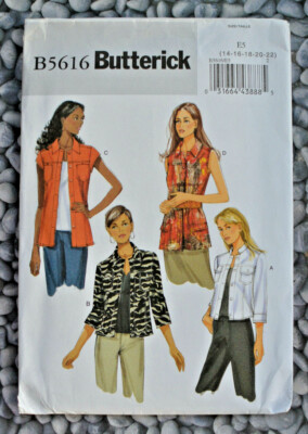 BUTTERICK 5616 MISSES DENIM JACKET 14 16 18 20 22 UC FF EASY LOOSE ...
