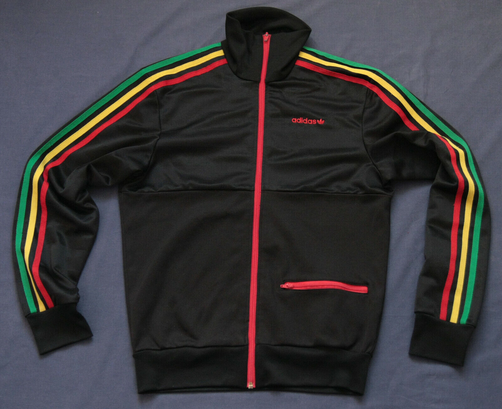 Adidas Jacket Vintage Jamaica Tracksuit Top Marley Rasta Reggae Track ...