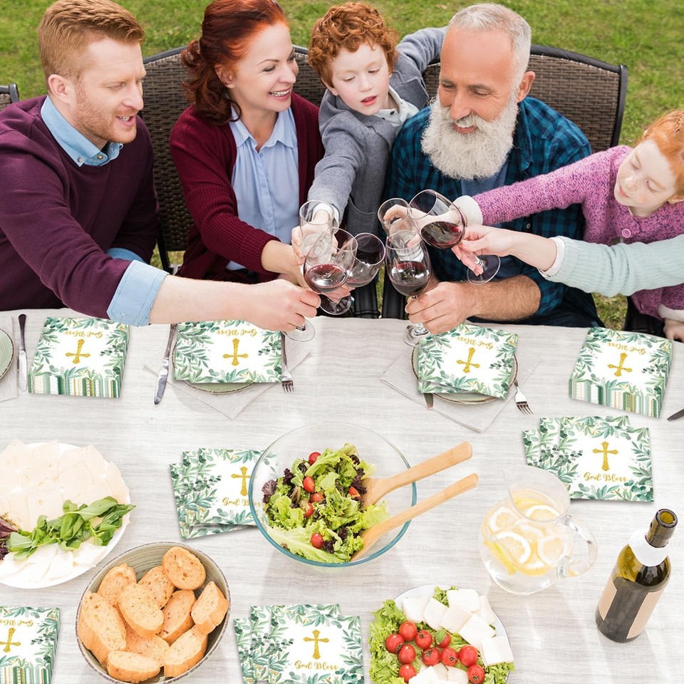 God Bless Baptism Napkins 100 PCS First Holy Communion Cross Religious ...