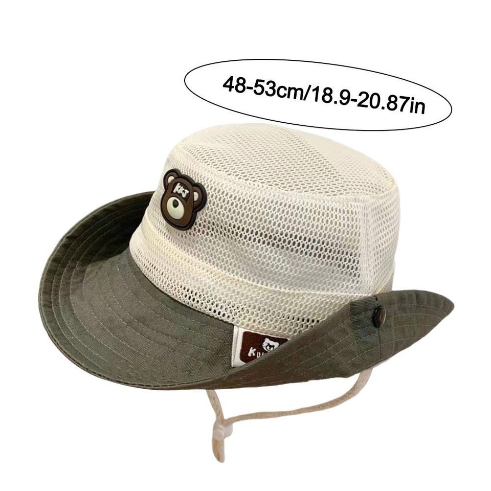 Adjustable Toddler Bucket Hat Mesh Sunscreen Hat Cute Fisherman Cap ...