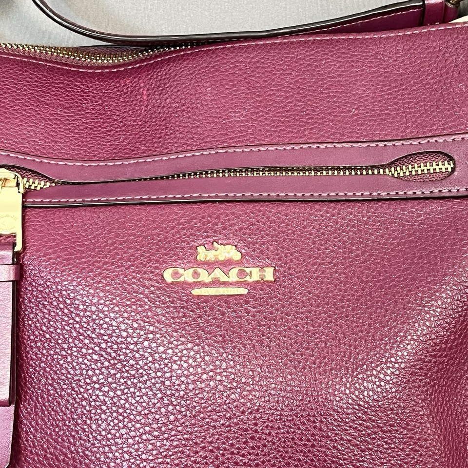 Coach Maroon Leather crossbody bag Large L=12” x W=11” x D=3” | eBay