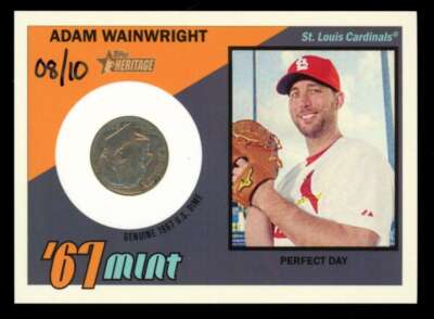 2016 Topps Heritage 67 Mint Coin Relic Dime Adam Wainwright Cardinals ...