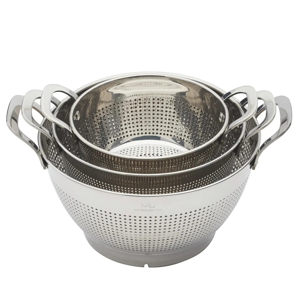 MIU Colander Set w/ Riveted Handles 3Pc Nests Stainless Steel ...