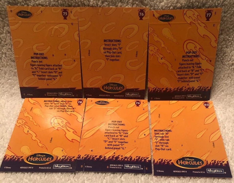 Disney Hercules Trading Cards Pop Out Set 75-80 | eBay