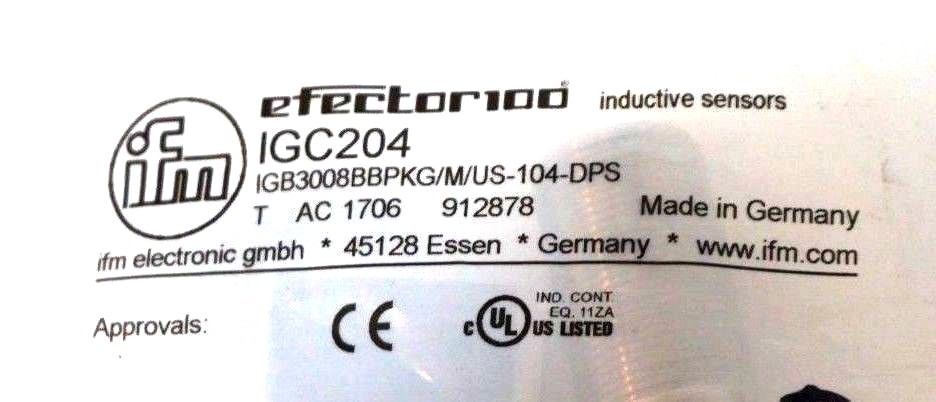 NEW EFECTOR IGC204 PROXIMITY SENSOR IGB3008BBPKG/M/US-104-DPS | eBay