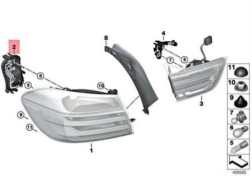 Genuine BMW F32 F33 Bulb Holder Rear Light Side Panel Right OEM ...