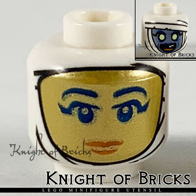 LEGO Minifigure Head WHITE Dual Sided Red Lips / Sand Blue Face with ...