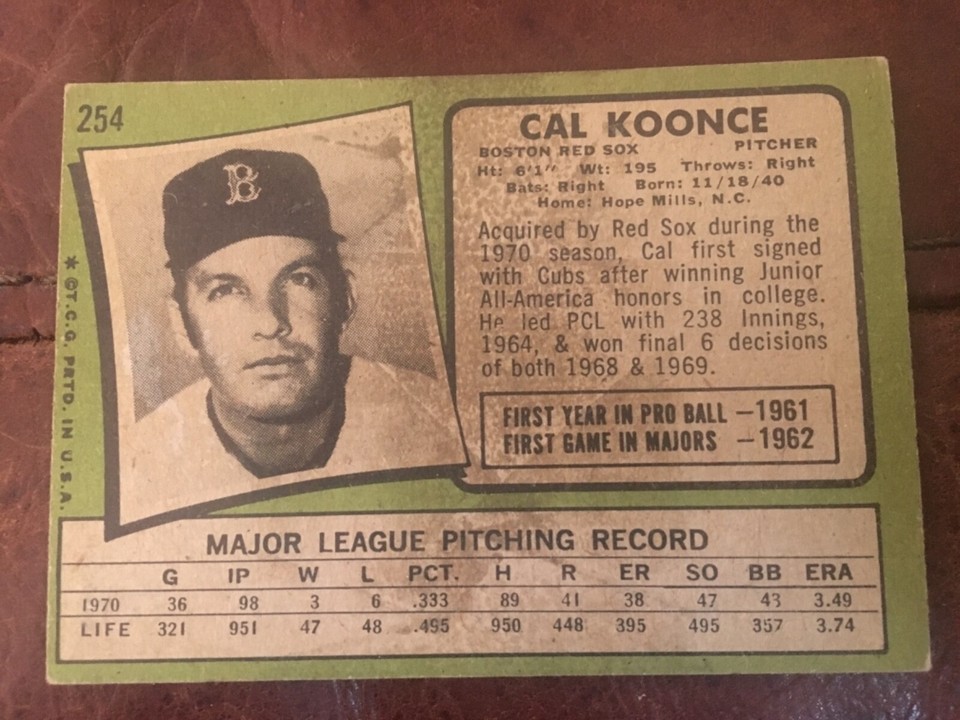 1971 Topps #254 Red Sox Cal Koonce Baseball Card | eBay