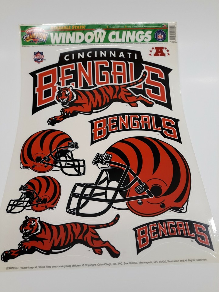 NEW - Cincinnati Bengals Static Cling Reusable window stickers (7) NFL ...