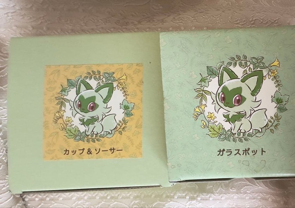 Pokemon Sprigatito Glass Pot with Glass Cup & Saucer | eBay UK