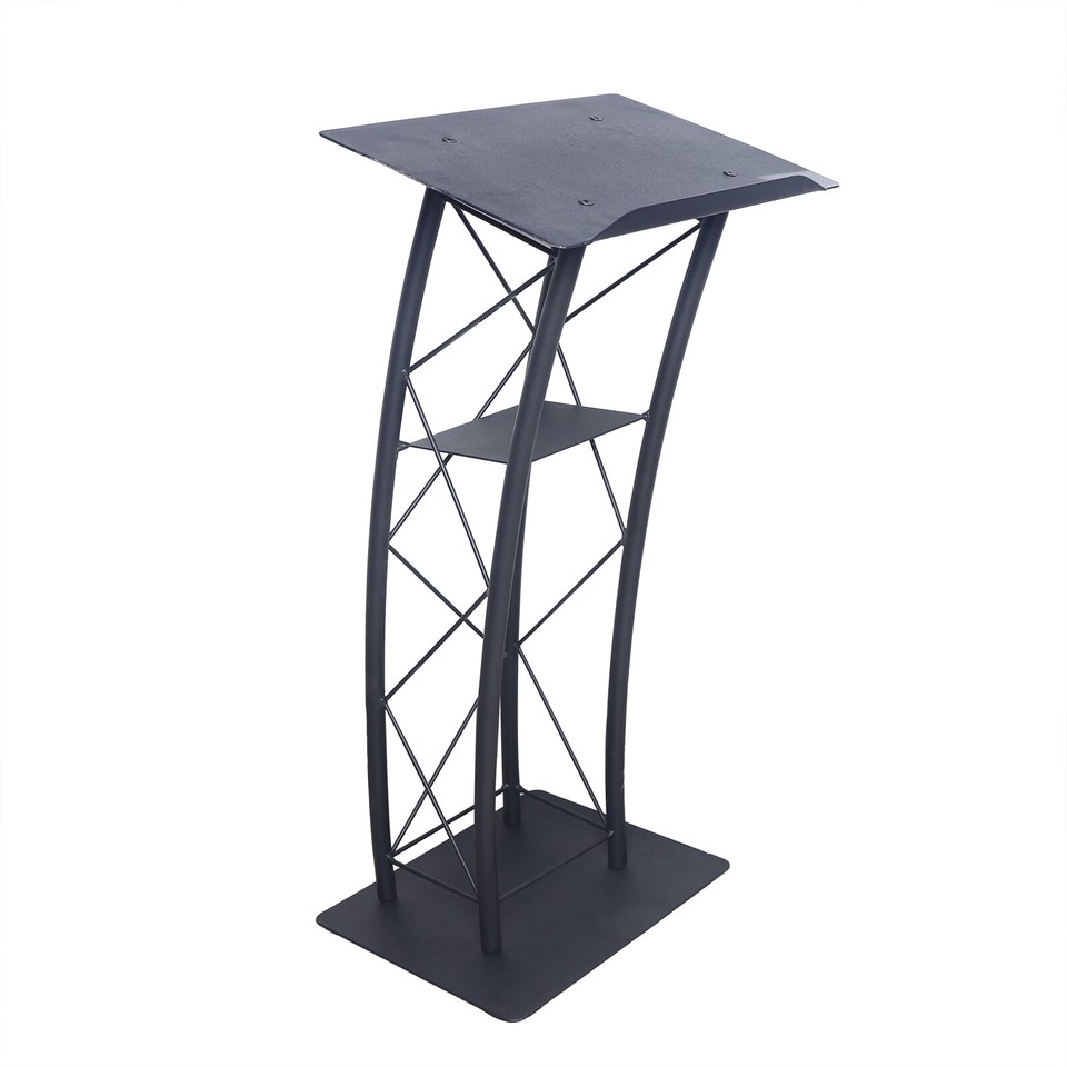 Black Metal Wood Curved Podium Presentation Lectern Stands Wrought Iron ...