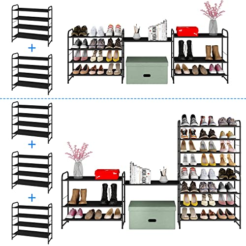Simple Trending 4-Tier Stackable Shoe Rack, Expandable & Adjustable ...