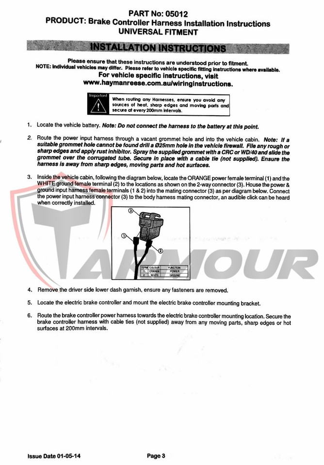 HAYMAN REESE ELECTRIC BRAKE CONTROLLER + WIRING KIT CABLE HARNESS ...