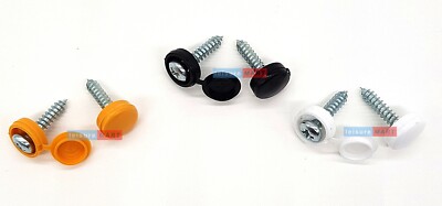 Car Number Plate Fixings Fittings Kit, 6 x Screws And Caps Black White ...