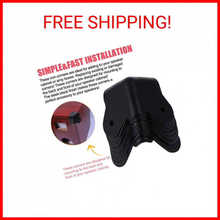 16pcs Angle Corner Protector Black Iron Cabinet Speaker Corners ...